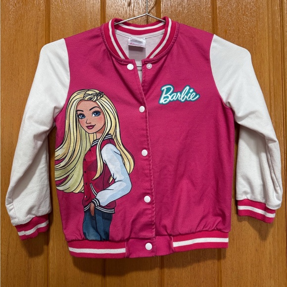 Barbie | Jackets & Coats | Barbie Pink And White Varsity Jacket | Poshmark